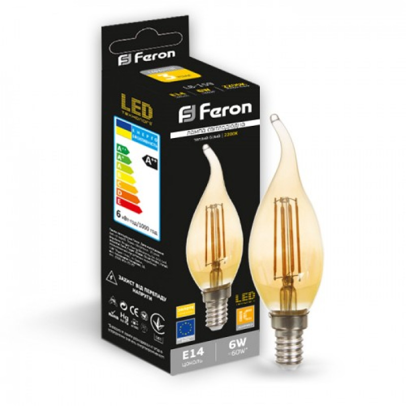 Филаментная лампа Feron LB-159 золото 6W E14 2200K (01520) купить в ...