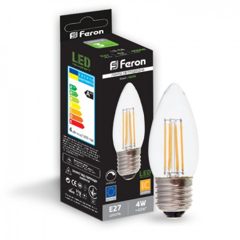 Филаментная лампа Feron LB-68 4W E27 4000K диммируемая (25753) купить в ...